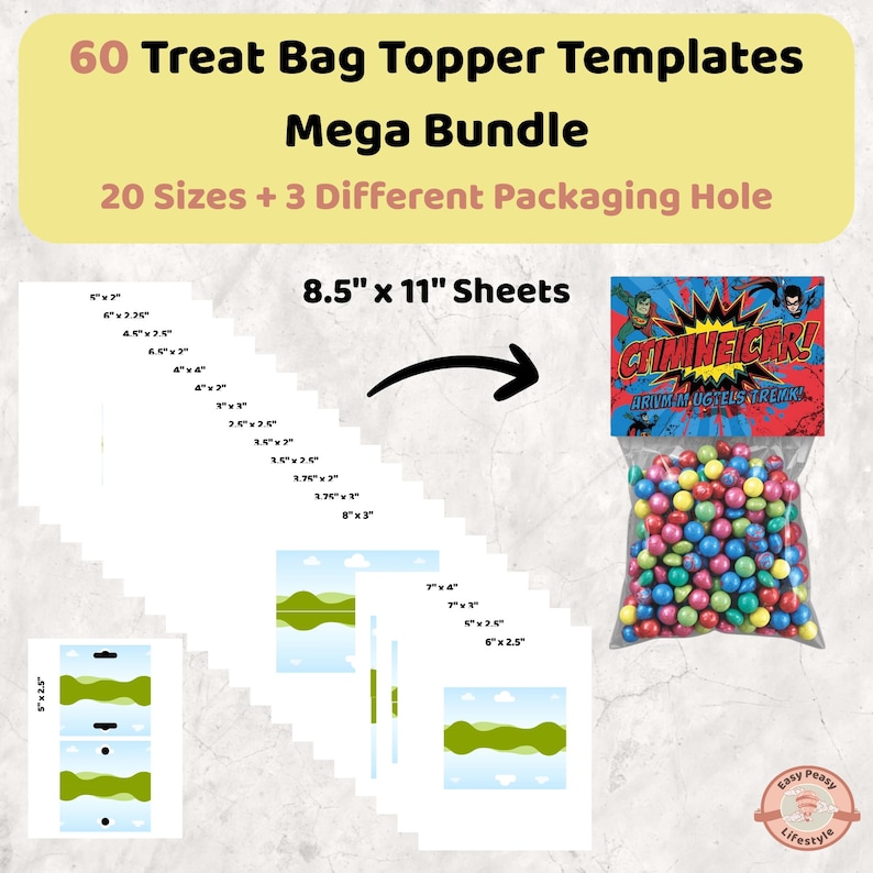 Treat Bag Topper Template Mega Bundle | Editable Canva Bundle ...