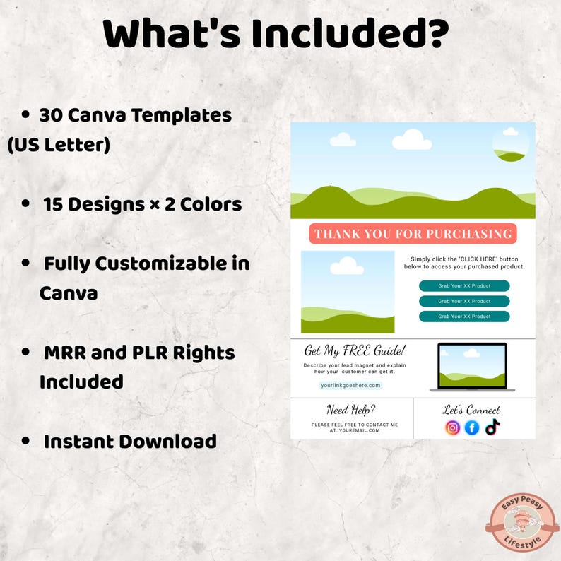 Digital Download Mockup Template, Editable PDF for Etsy Sellers ...