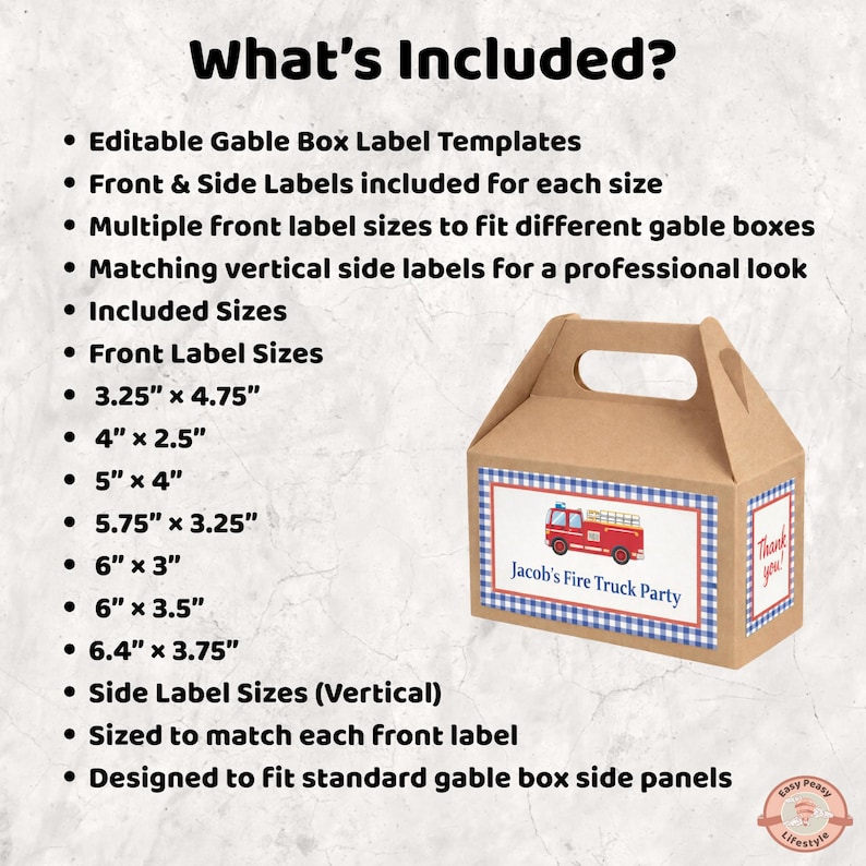Editable Gable Box Label Template, Party Favor Stickers (canva, Instant ...