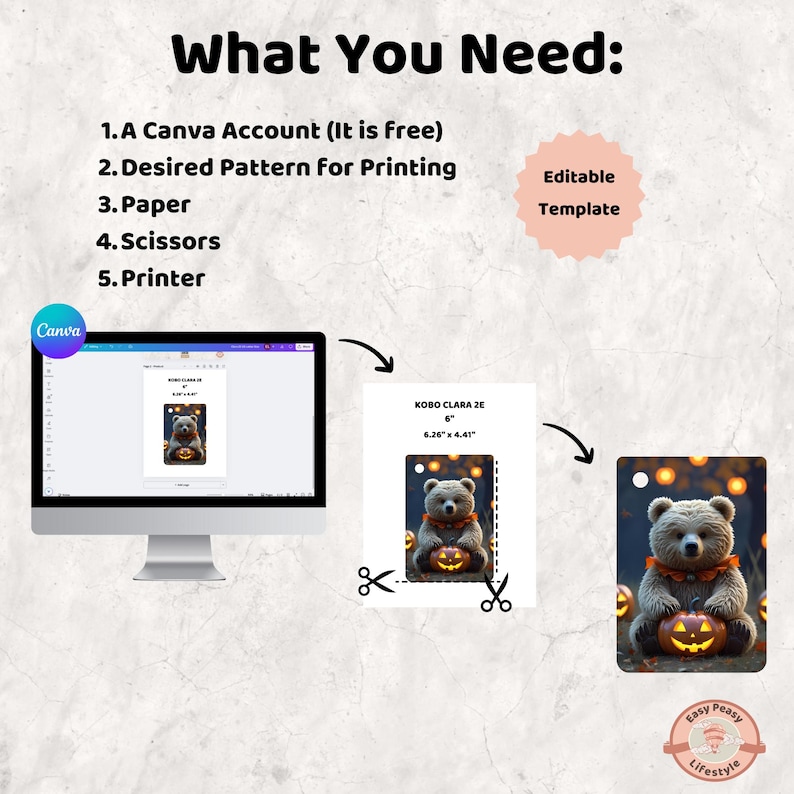 Kobo Clara 2E Insert Template | Custom Printable Ereader Case Design ...