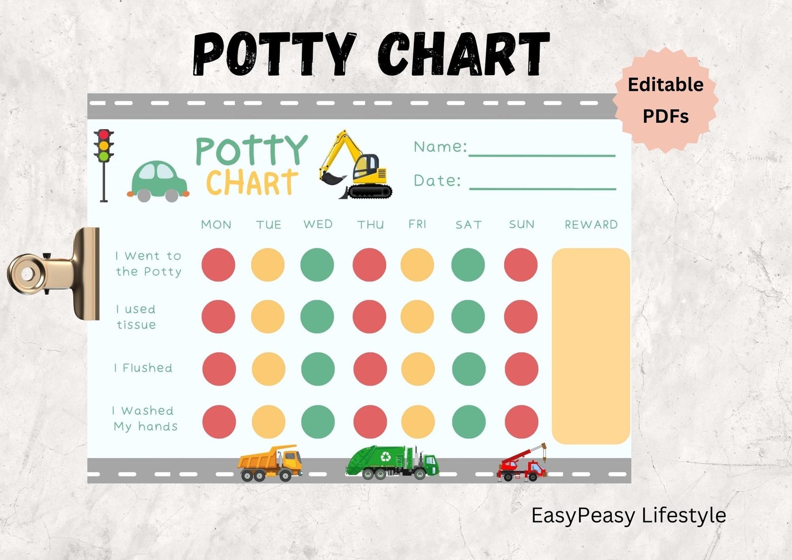 Potty Training Chart for Boys Printable Reward Chart for Kids Instant ...