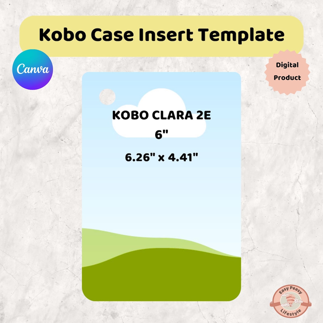 Kobo Clara 2E Insert Template | Custom Printable Ereader Case Design | DIY Kobo Skin | Digital ...