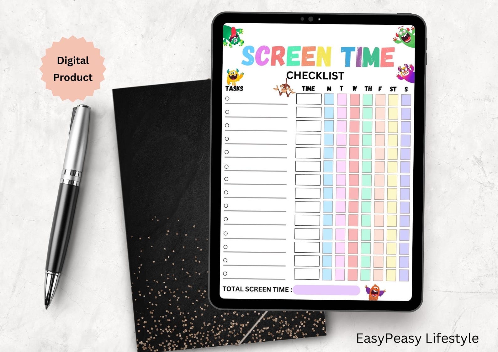 Earn Screen Time, Printable Kids Screen Time Checklist, Editable Screen ...