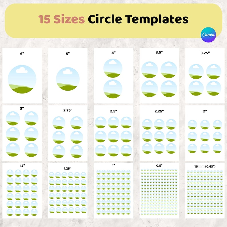 Circle Template Bundle, Editable Circle SVG, Printable Labels, Canva ...