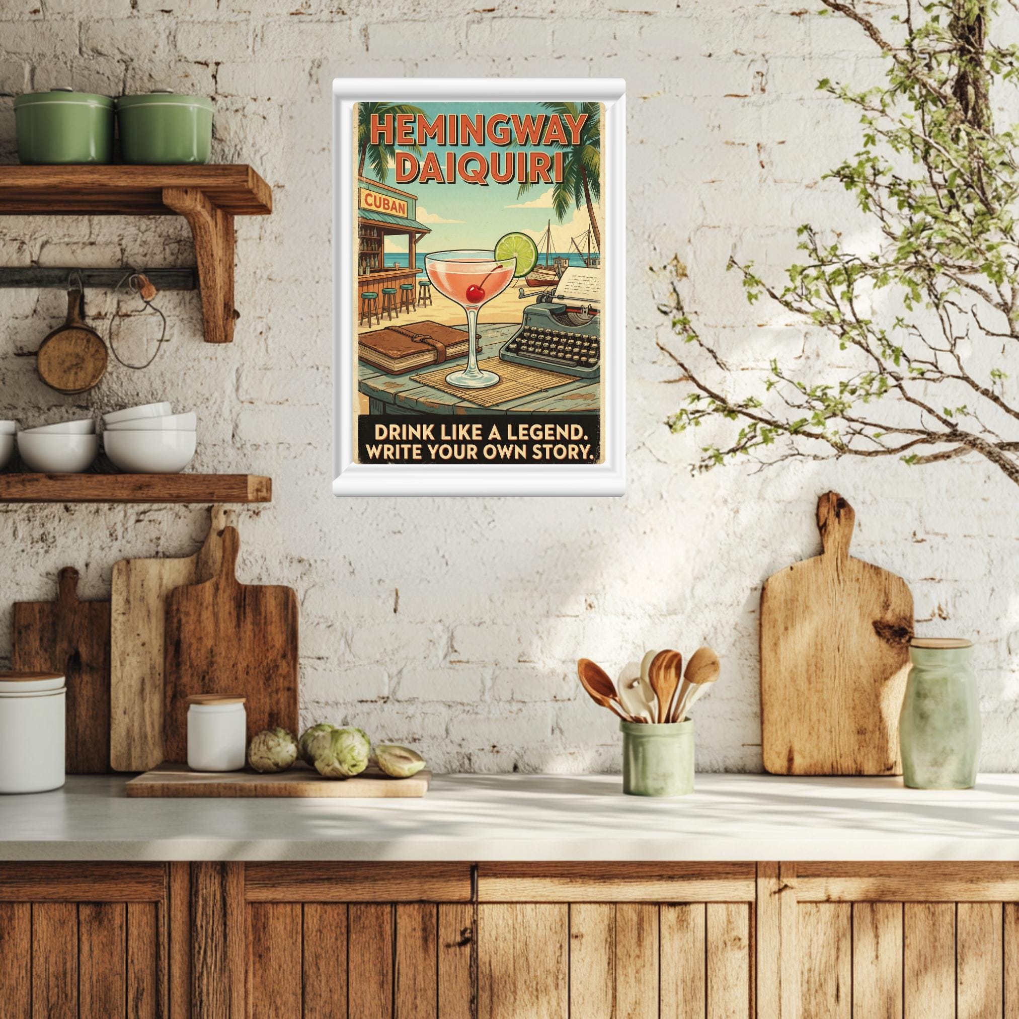 Hemingway Daiquiri Print: Cuban Travel Poster, Vintage Cocktail Bar ...