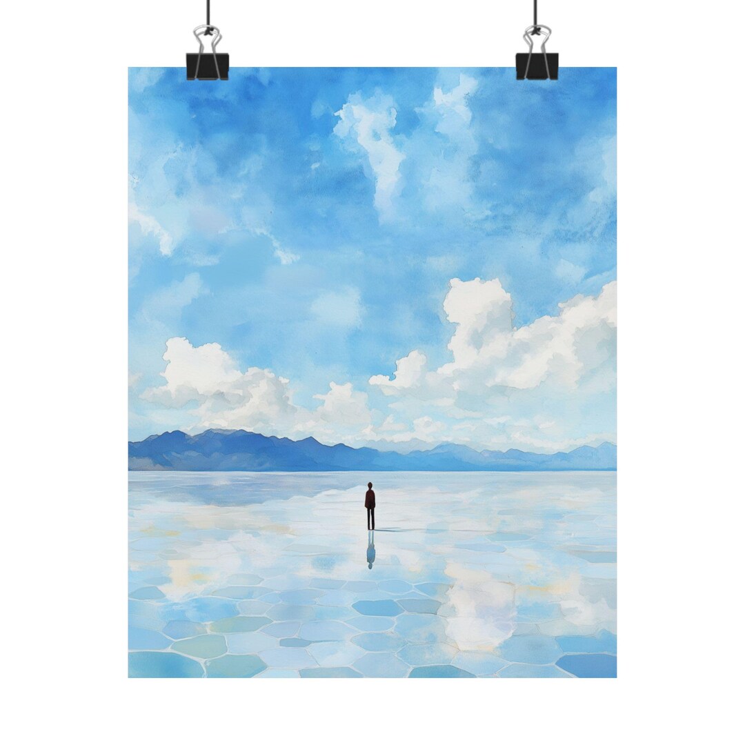 Salar De Uyuni Art Print | Bolivia Salt Flats Painting | Reflection ...