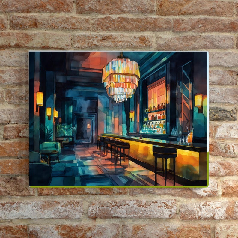 Art Deco Bar Art Print: 1920s Hotel Lobby, Chicago Style Wall Art - Etsy
