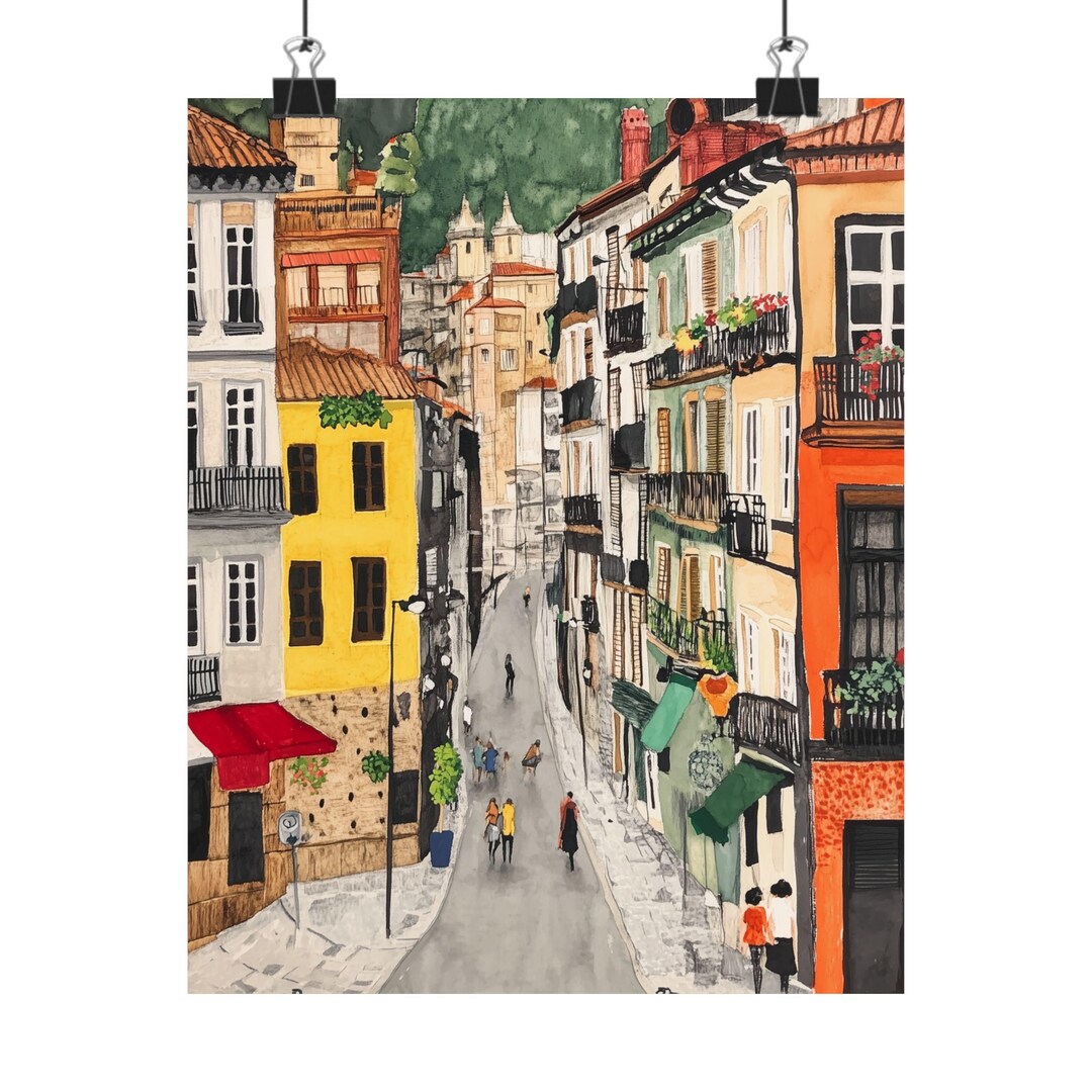 San Sebastián Painting Art Print | Basque Country Gouache Art ...
