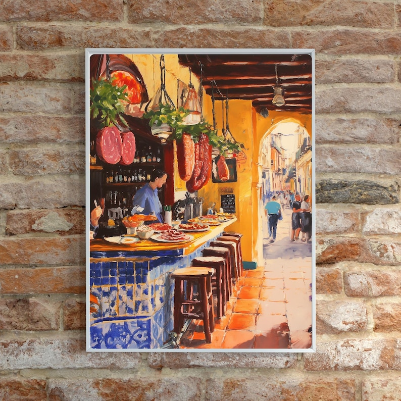 Seville Tapas Bar Art Print: Spanish Restaurant Scene, Spain Travel - Etsy