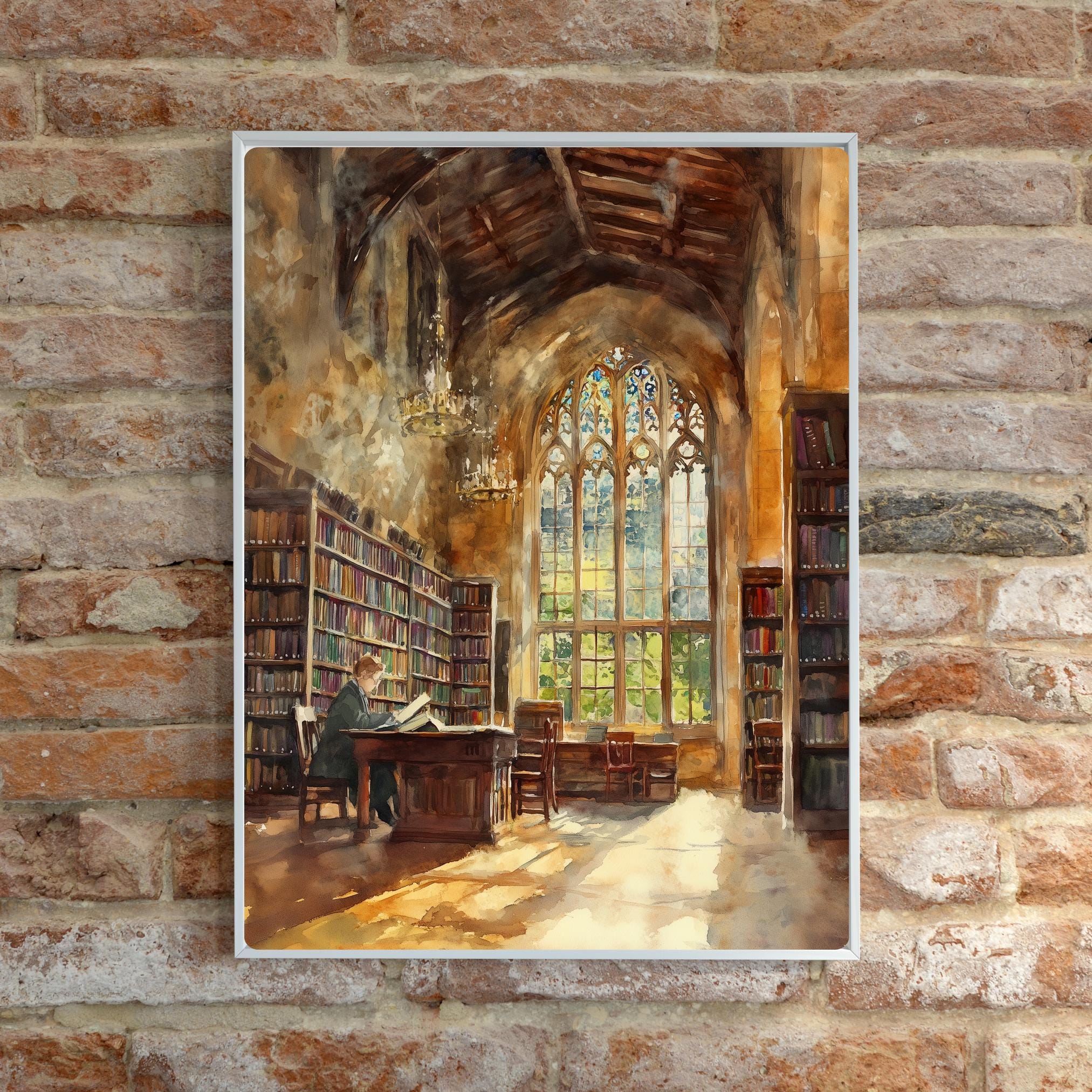 Oxford Library Art Print: Grand Reading Room Watercolor Painting - Etsy