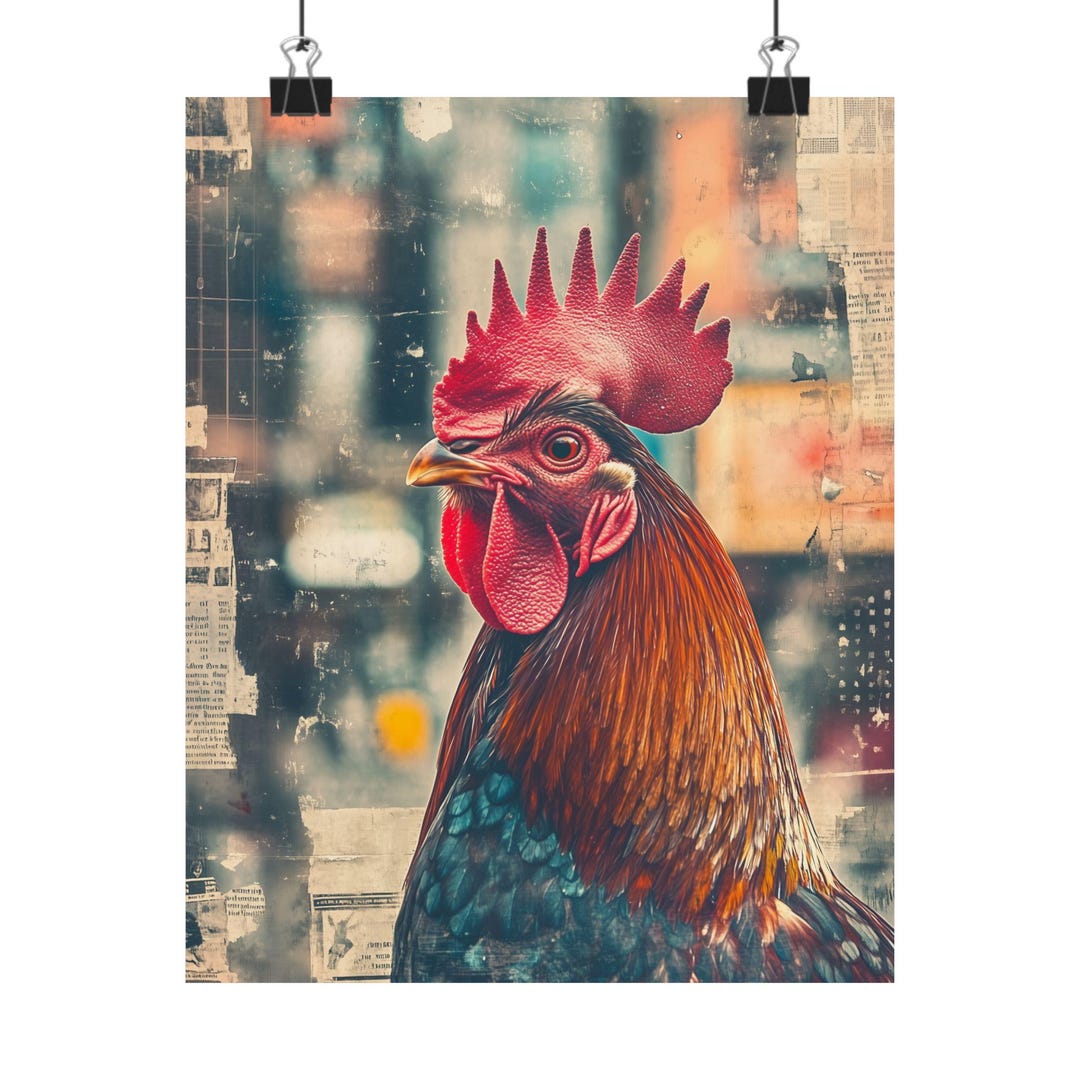 Vintage Rooster Art Print: Rustic Farmhouse Kitchen Decor - Etsy