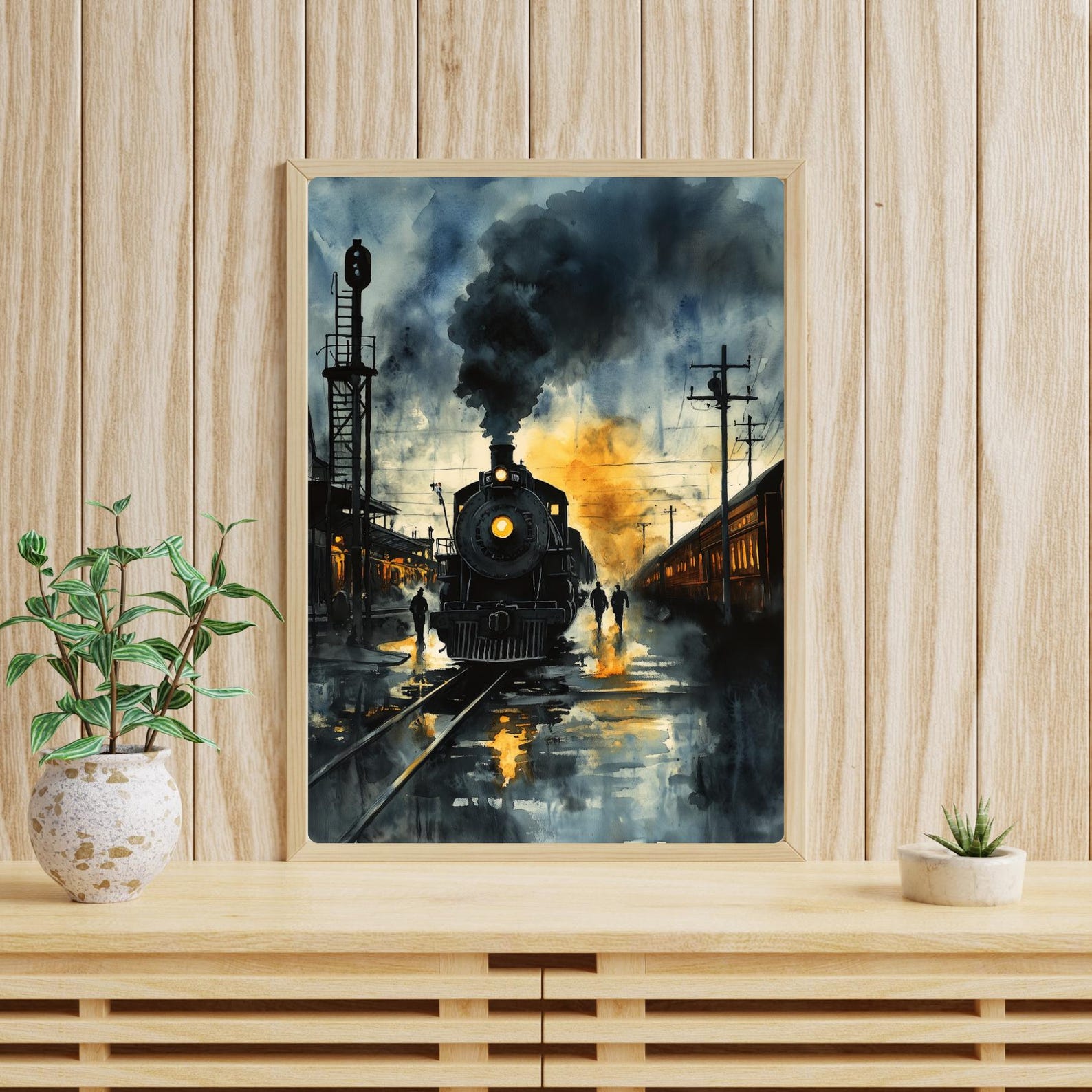 Stormy Train Station Art Print: Vintage Railroad Scene - Etsy