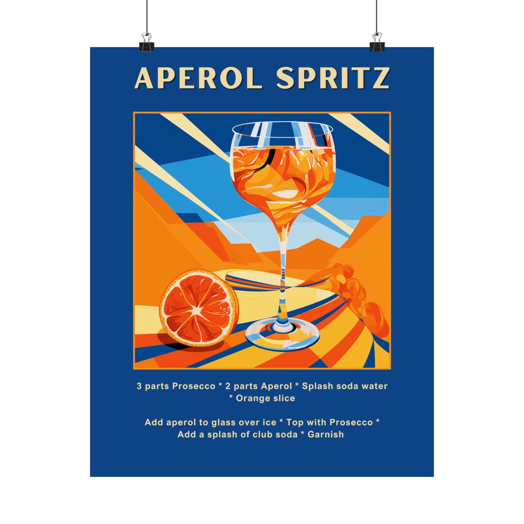 Aperol Spritz Poster Print: Italian Cocktail Wall Art, Bar Cart Art - Etsy