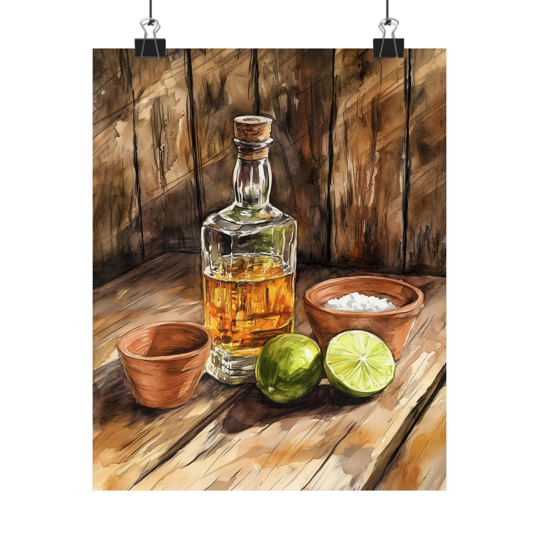 Mezcal Still Life Watercolor Print: Mexican Bar Decor - Etsy