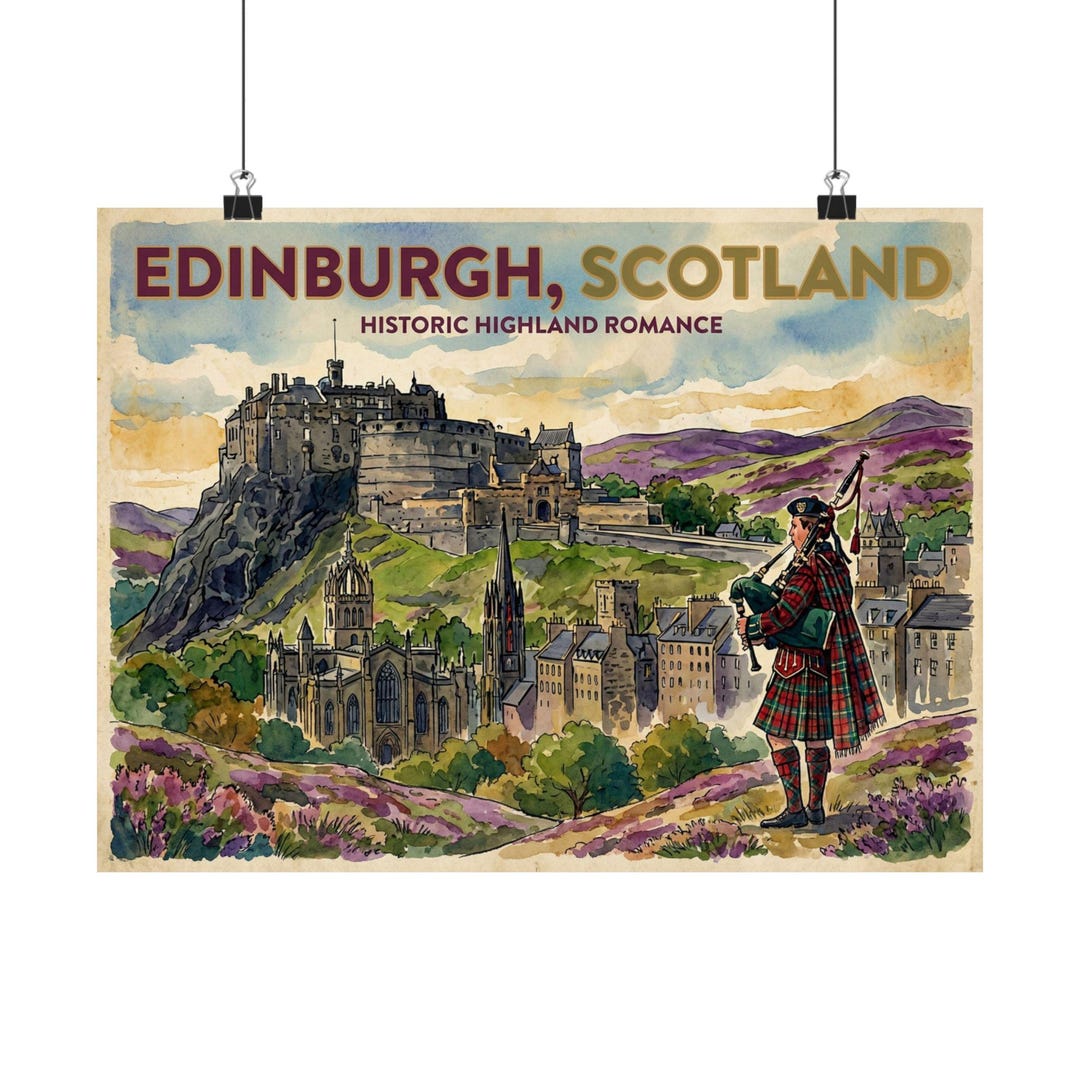 Edinburgh Castle Art Print: Historic Scotland Travel Poster, Highland ...