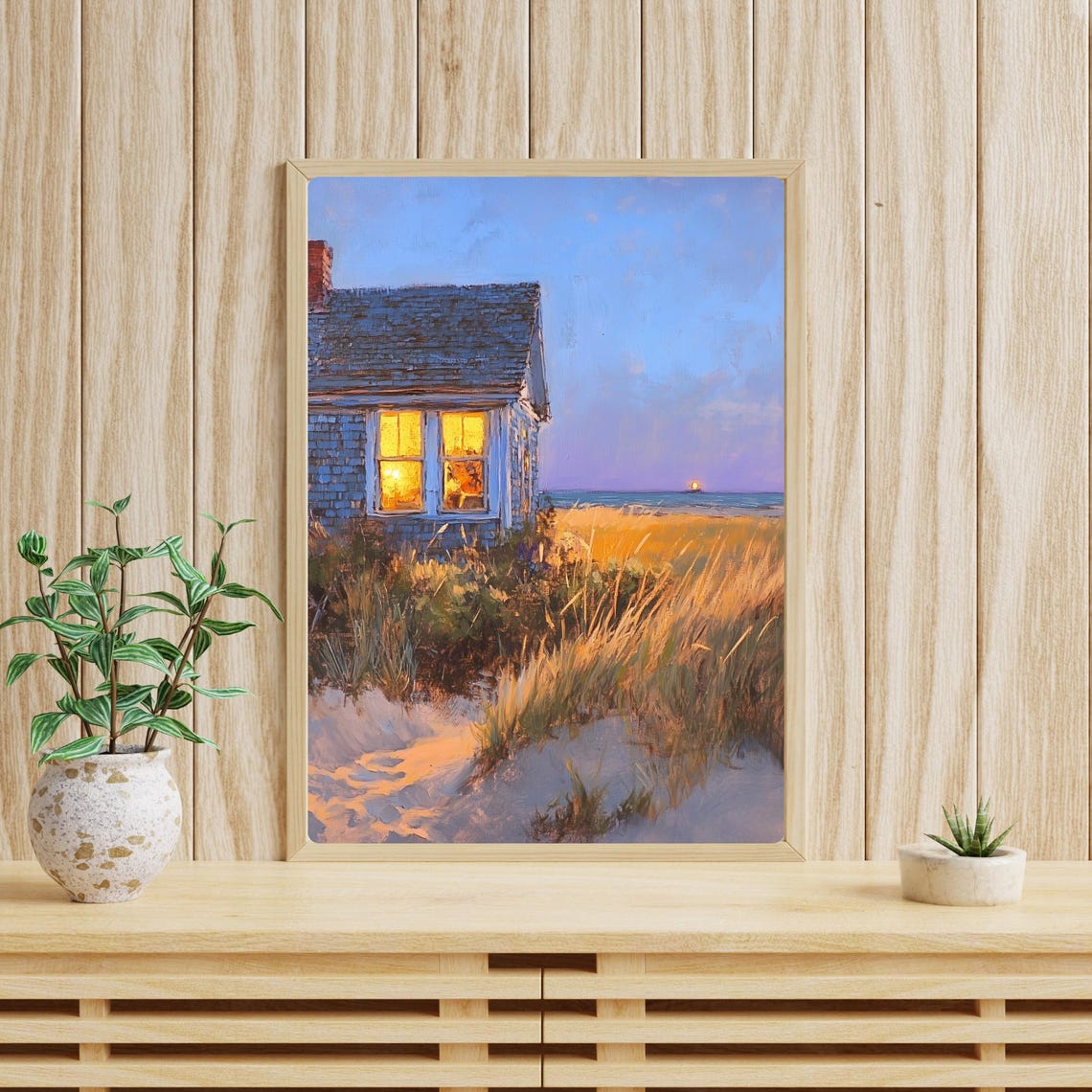 Cape Cod Cottage Art Print: Coastal Sunset, Lighthouse View - Etsy