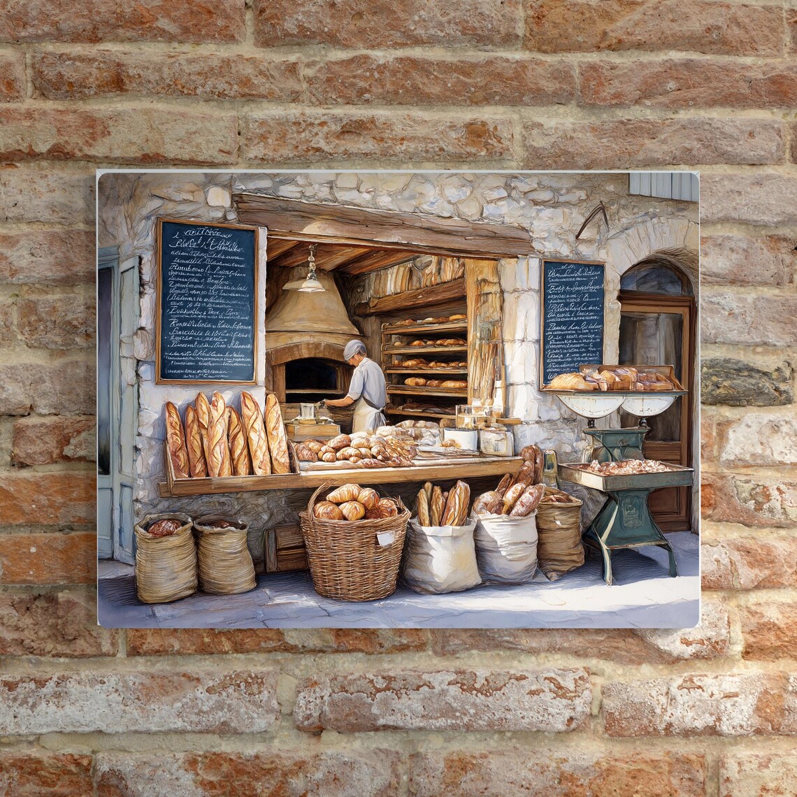 French Boulangerie Print: Provence Bakery Watercolor, Bread Kitchen ...