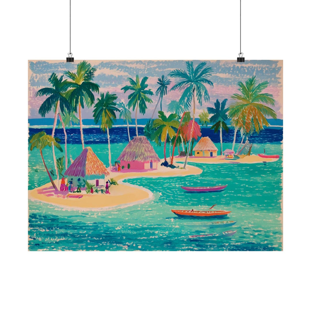 San Blas Islands Art Print: Panama Island Gouache, Tropical Beach Decor ...
