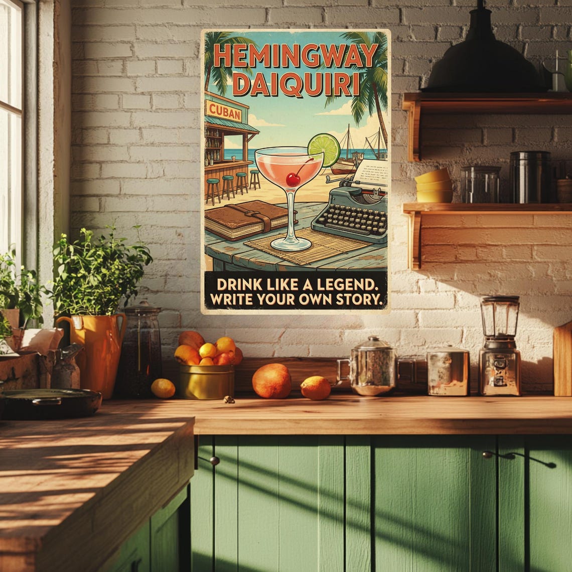 Hemingway Daiquiri Print: Cuban Travel Poster, Vintage Cocktail Bar ...