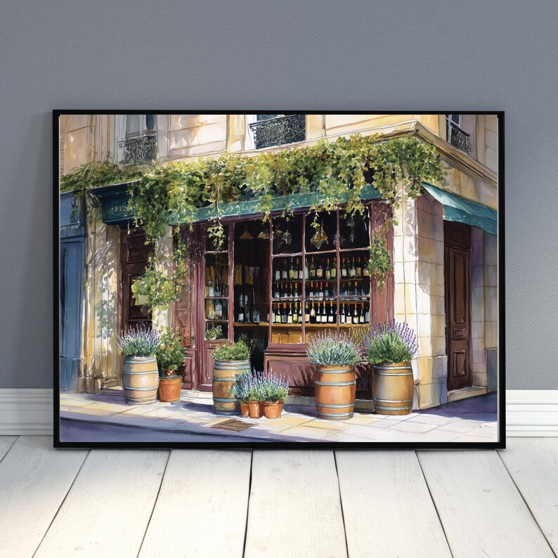 French Cafe Watercolor Print | Bordeaux Wine Bar Art - Etsy