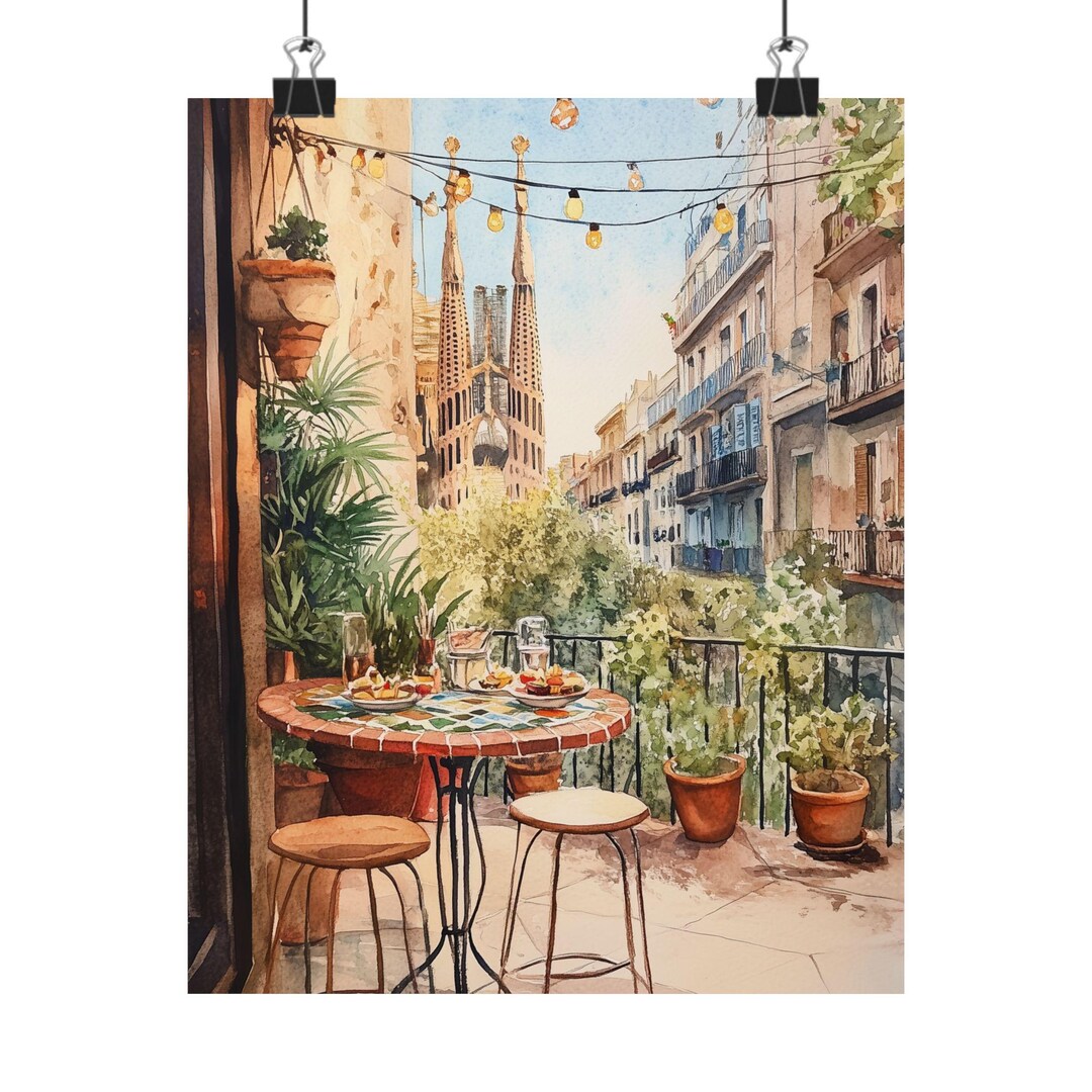 Barcelona Balcony Art | El Born Scene Painting | City Rooftop | Outdoor ...