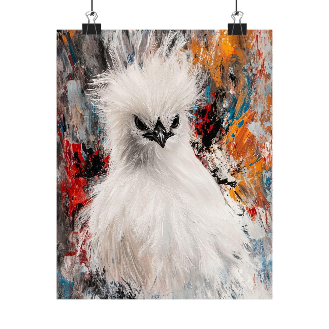 Colorful Silkie Chicken Art Print | Modern Farmhouse Portrait ...