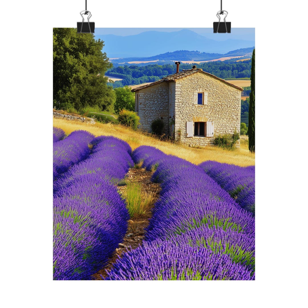 Provence Lavender Field Art Print: French Farmhouse Landscape - Etsy