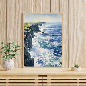 Cliffs of Inis Meain Art Print: Ireland Coastal Watercolor Seascape - Etsy