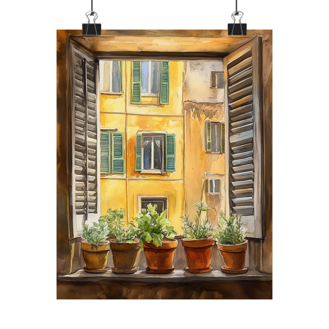 Tuscany Window Art Print: Rustic Italian Herb Garden View - Etsy