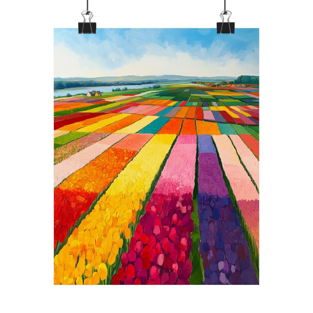 Dutch Tulip Fields Art Print: Colorful Netherlands Landscape - Etsy