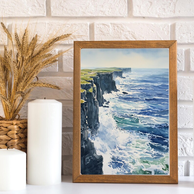 Cliffs of Inis Meain Art Print: Ireland Coastal Watercolor Seascape - Etsy