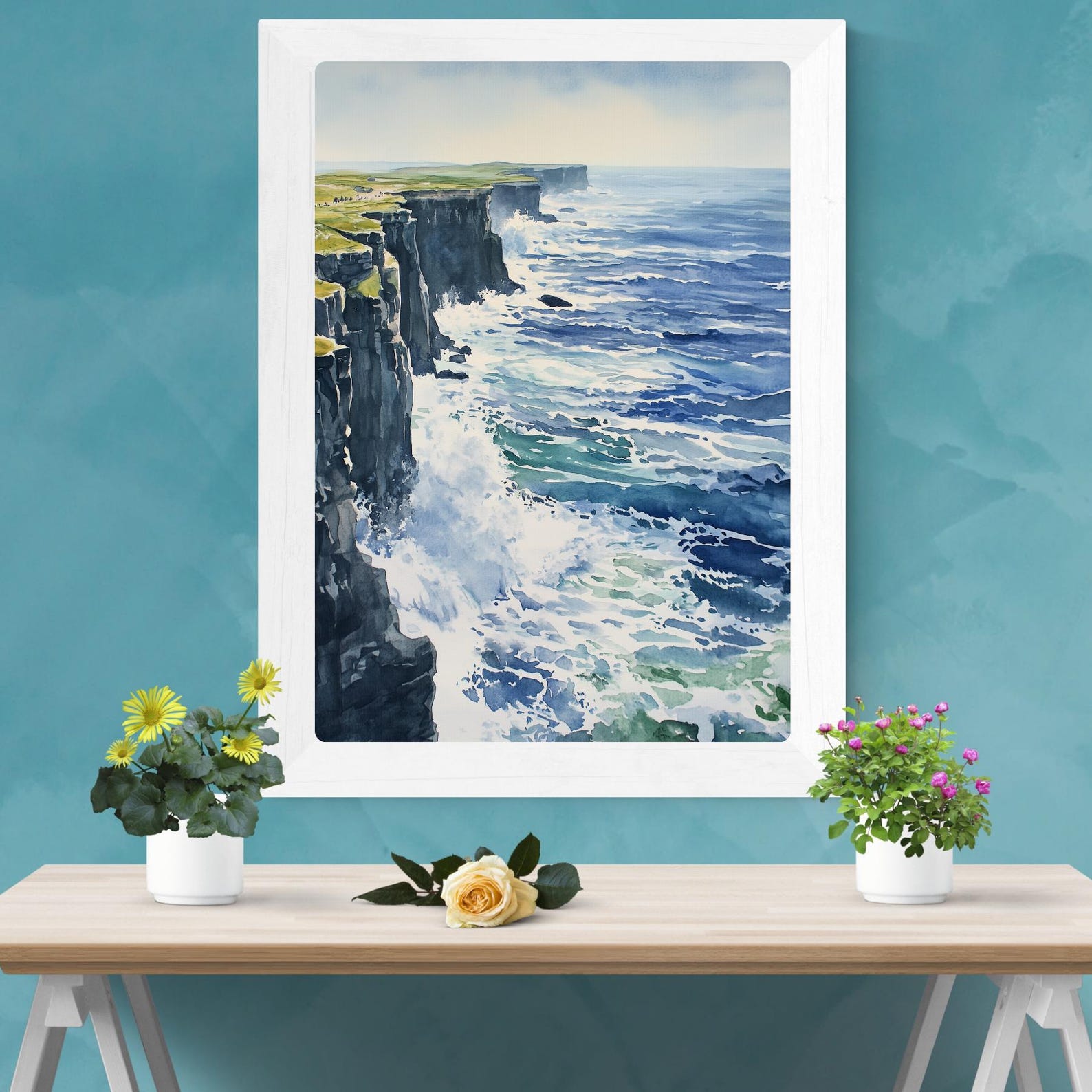 Cliffs of Inis Meain Art Print: Ireland Coastal Watercolor Seascape - Etsy