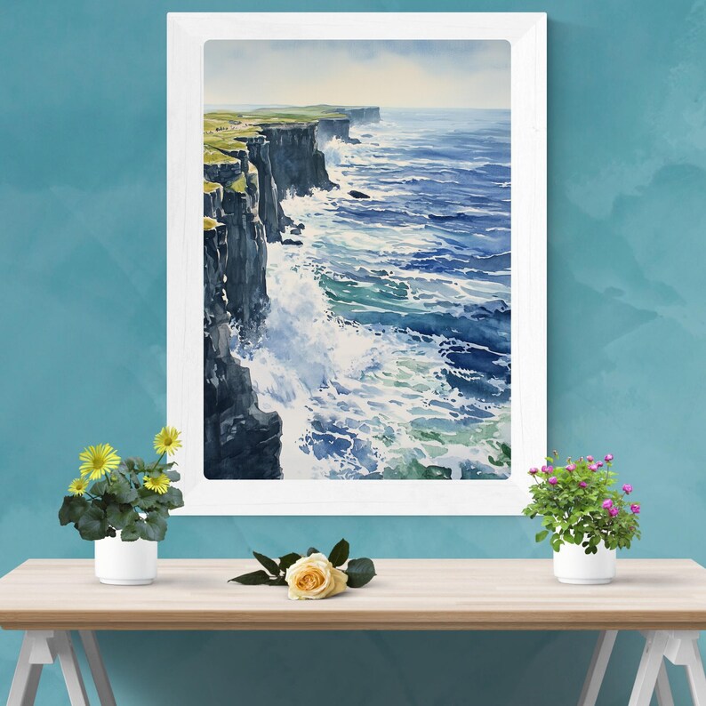 Cliffs of Inis Meain Art Print: Ireland Coastal Watercolor Seascape - Etsy