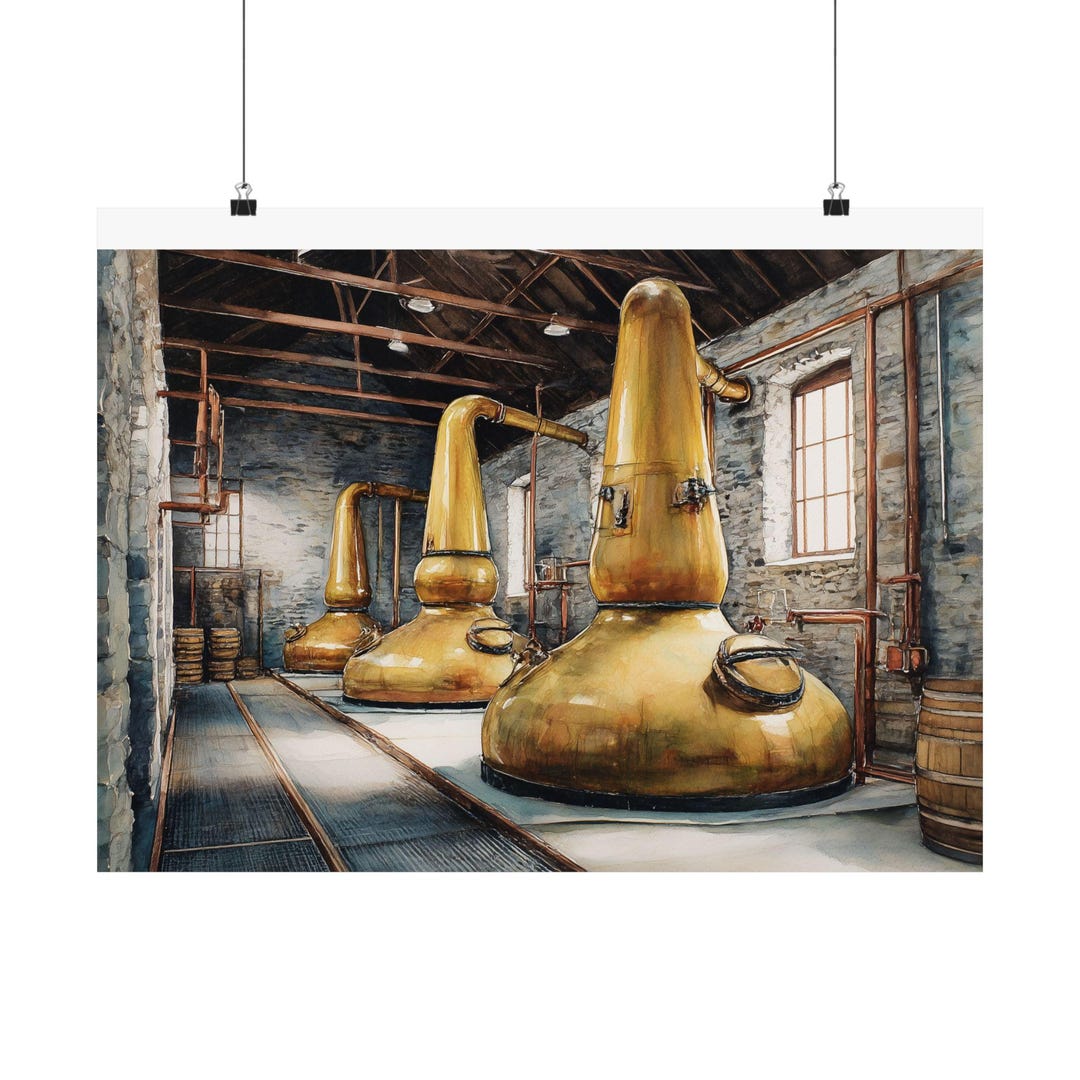 Scotch Distillery Art Print: Speyside Whisky Watercolor, Copper Still ...