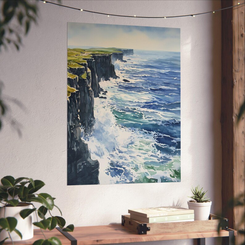 Cliffs of Inis Meain Art Print: Ireland Coastal Watercolor Seascape - Etsy