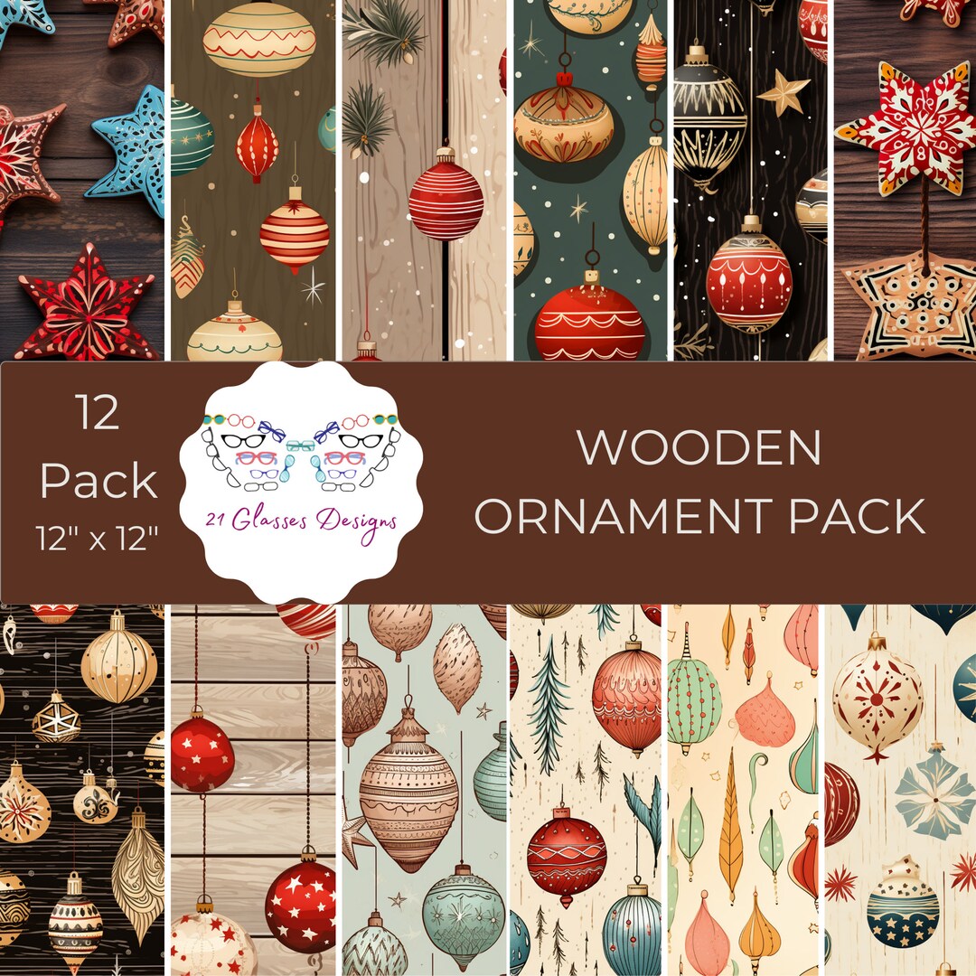 Wooden Ornaments Digital Paper Holiday Seamless Patterns for - Etsy