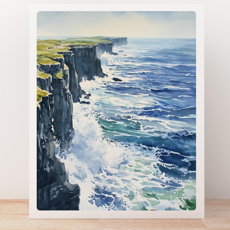 Cliffs of Inis Meain Art Print: Ireland Coastal Watercolor Seascape - Etsy