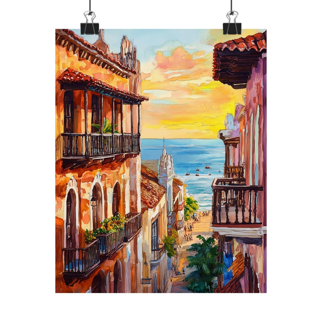 Cartagena Colombia Art Print: Walled City Sunset, South America Travel ...