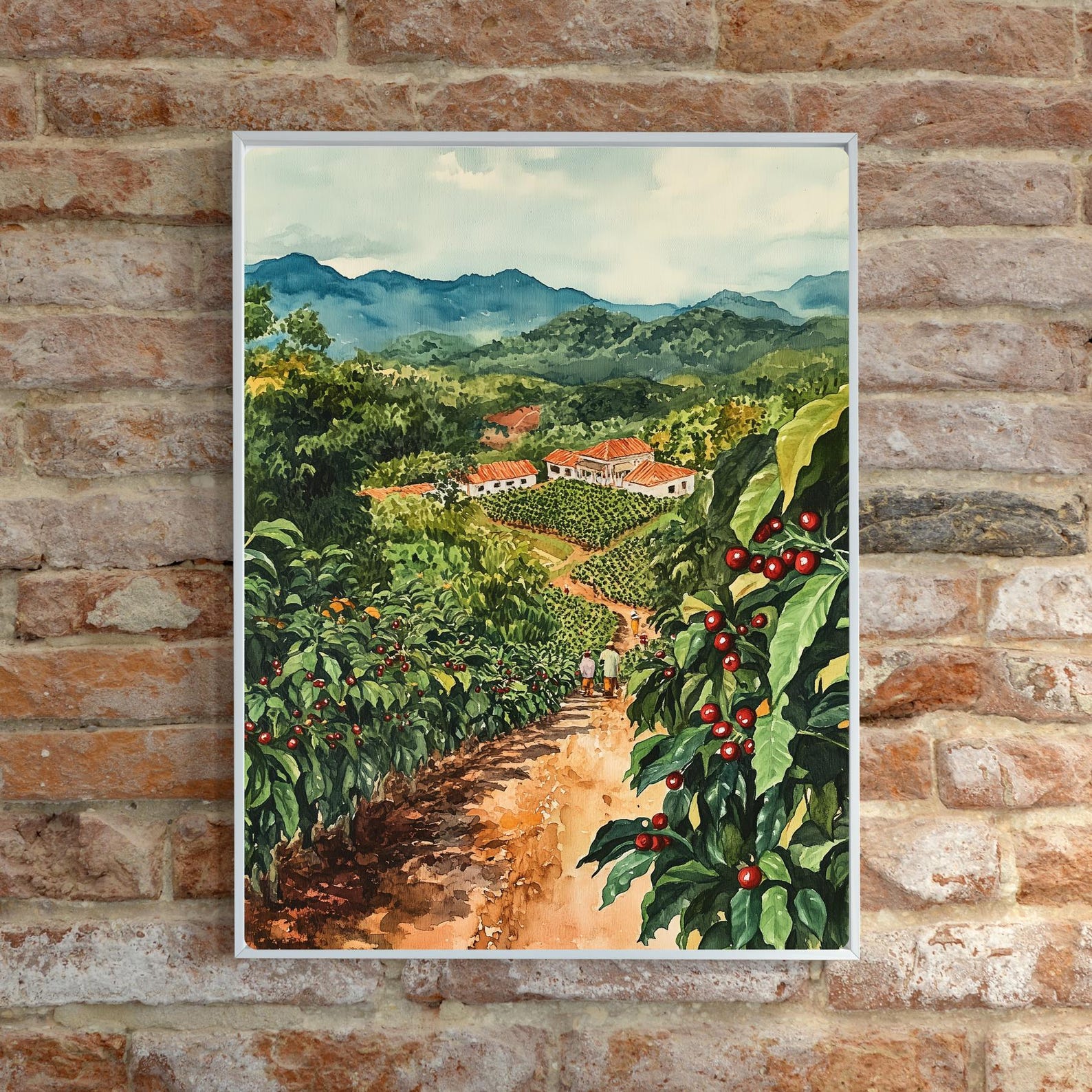 Guatemalan Coffee Plantation Art Print: Mountain Landscape Watercolor ...