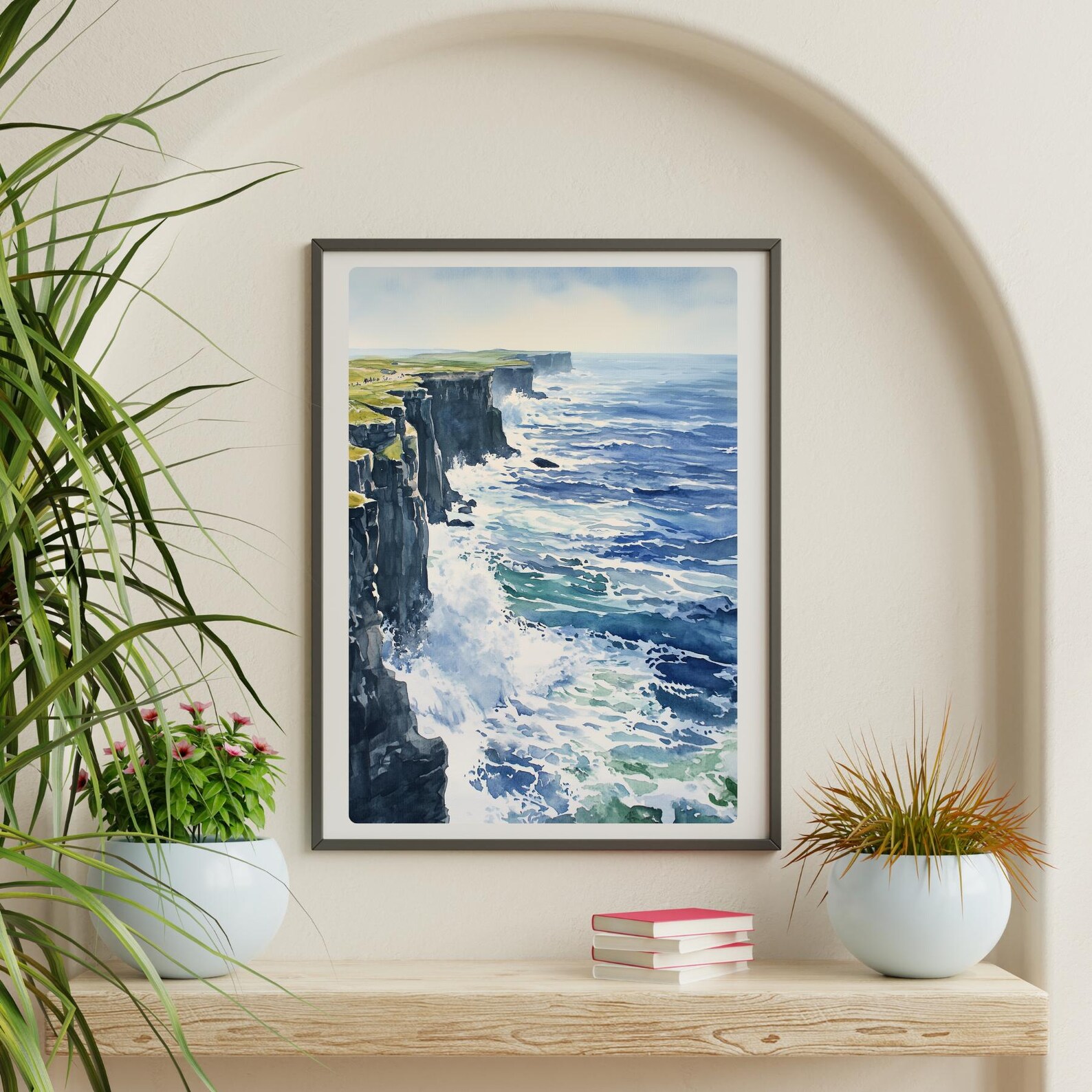 Cliffs of Inis Meain Art Print: Ireland Coastal Watercolor Seascape - Etsy