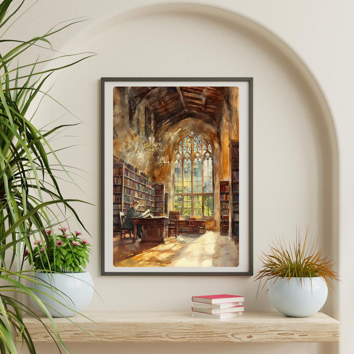 Oxford Library Art Print: Grand Reading Room Watercolor Painting - Etsy