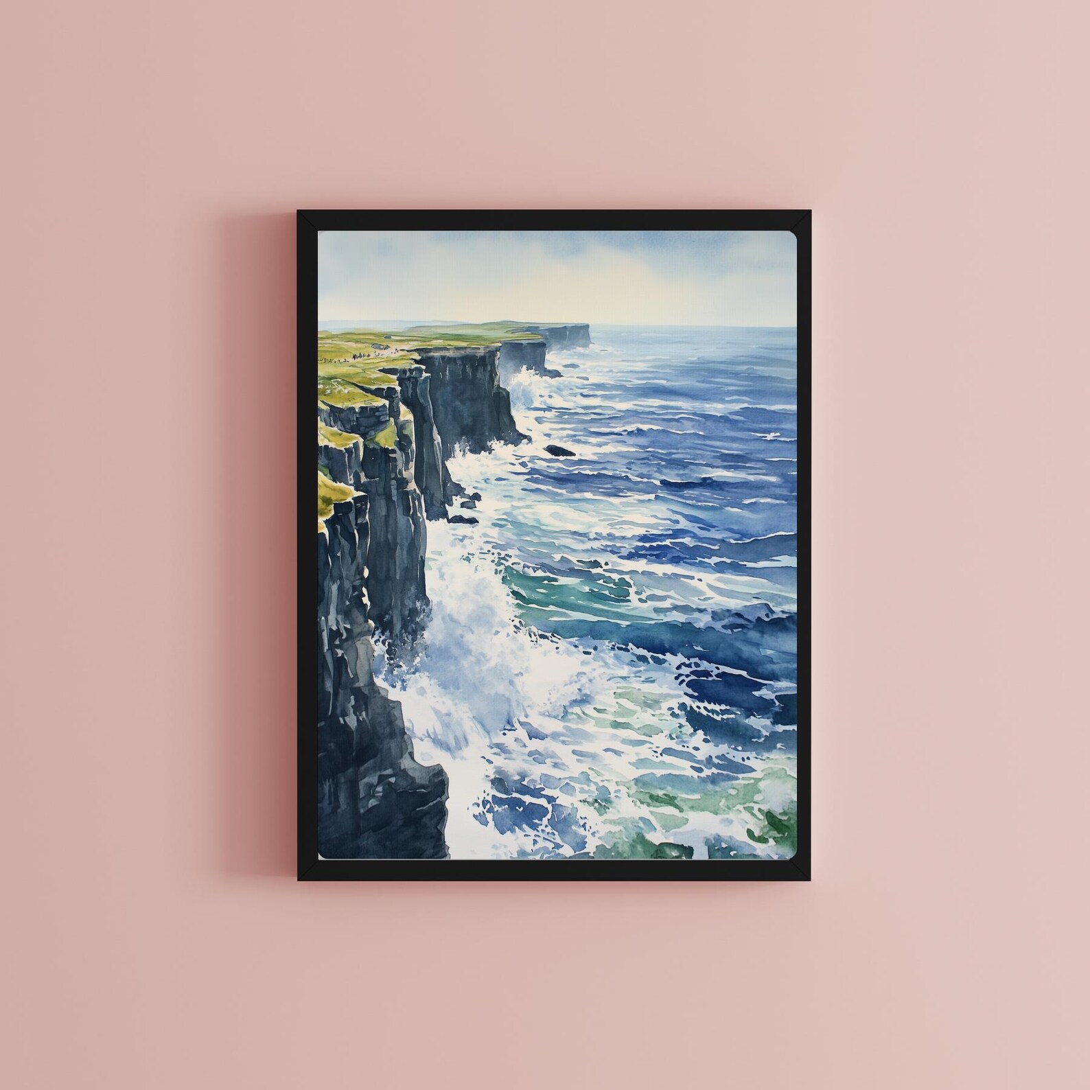 Cliffs of Inis Meain Art Print: Ireland Coastal Watercolor Seascape - Etsy