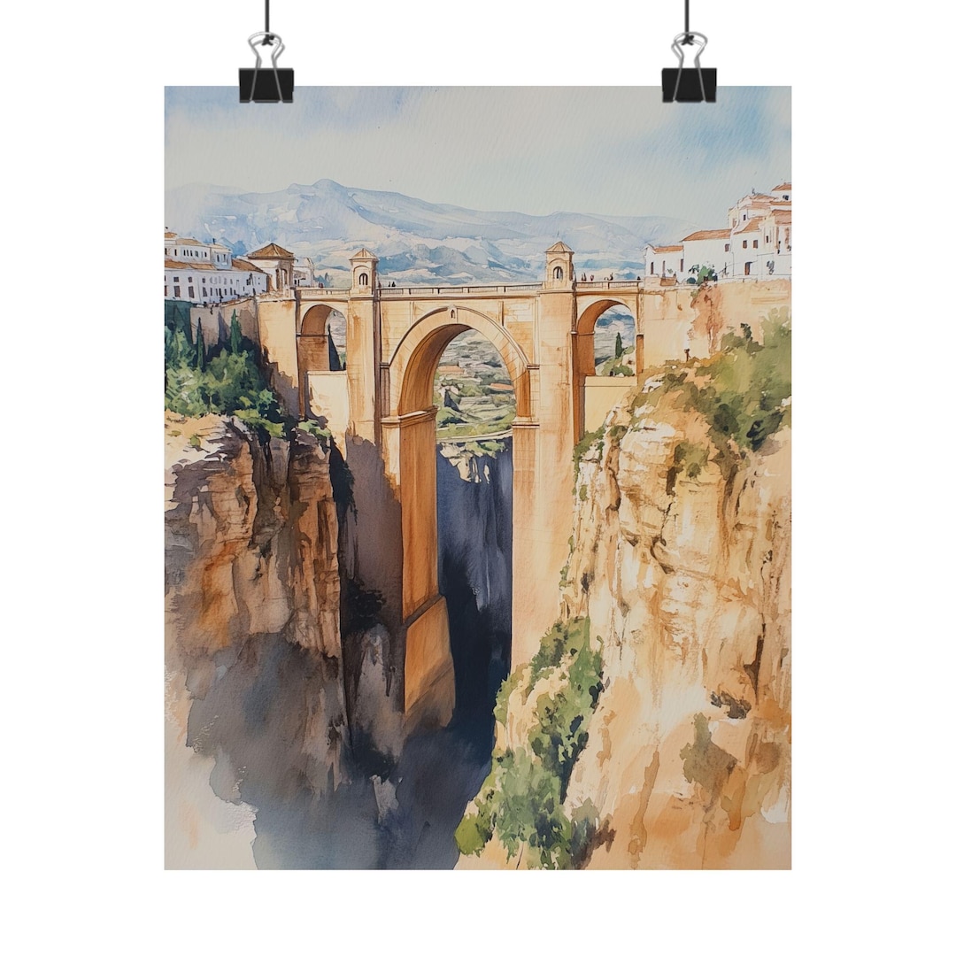 Ronda Spain Art Print: Puente Nuevo Watercolor Painting - Etsy