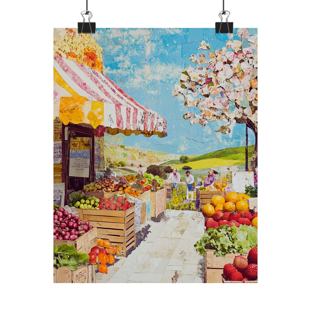 Farmers Market Art Print: Decoupage Style, Countryside Kitchen Decor - Etsy