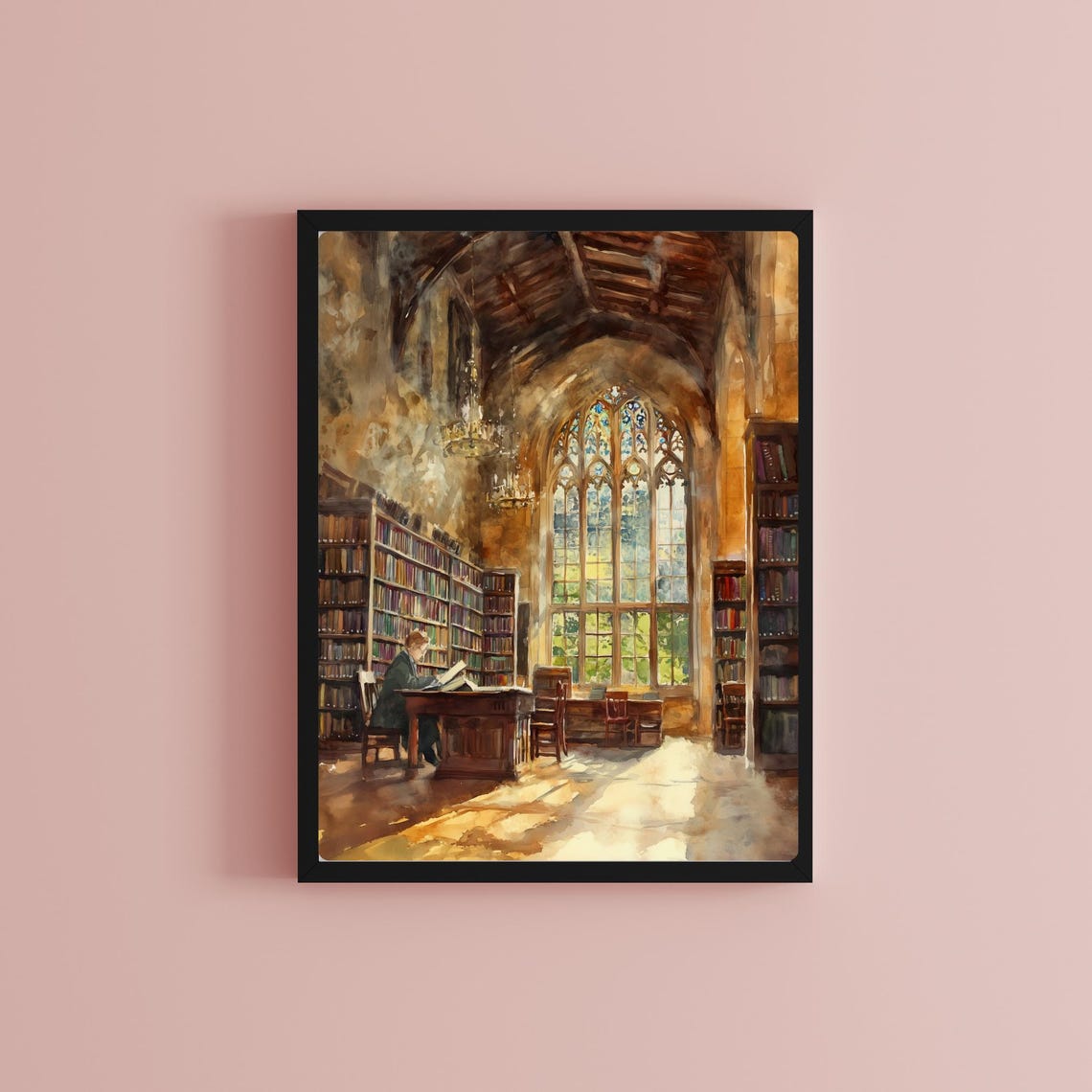 Oxford Library Art Print: Grand Reading Room Watercolor Painting - Etsy
