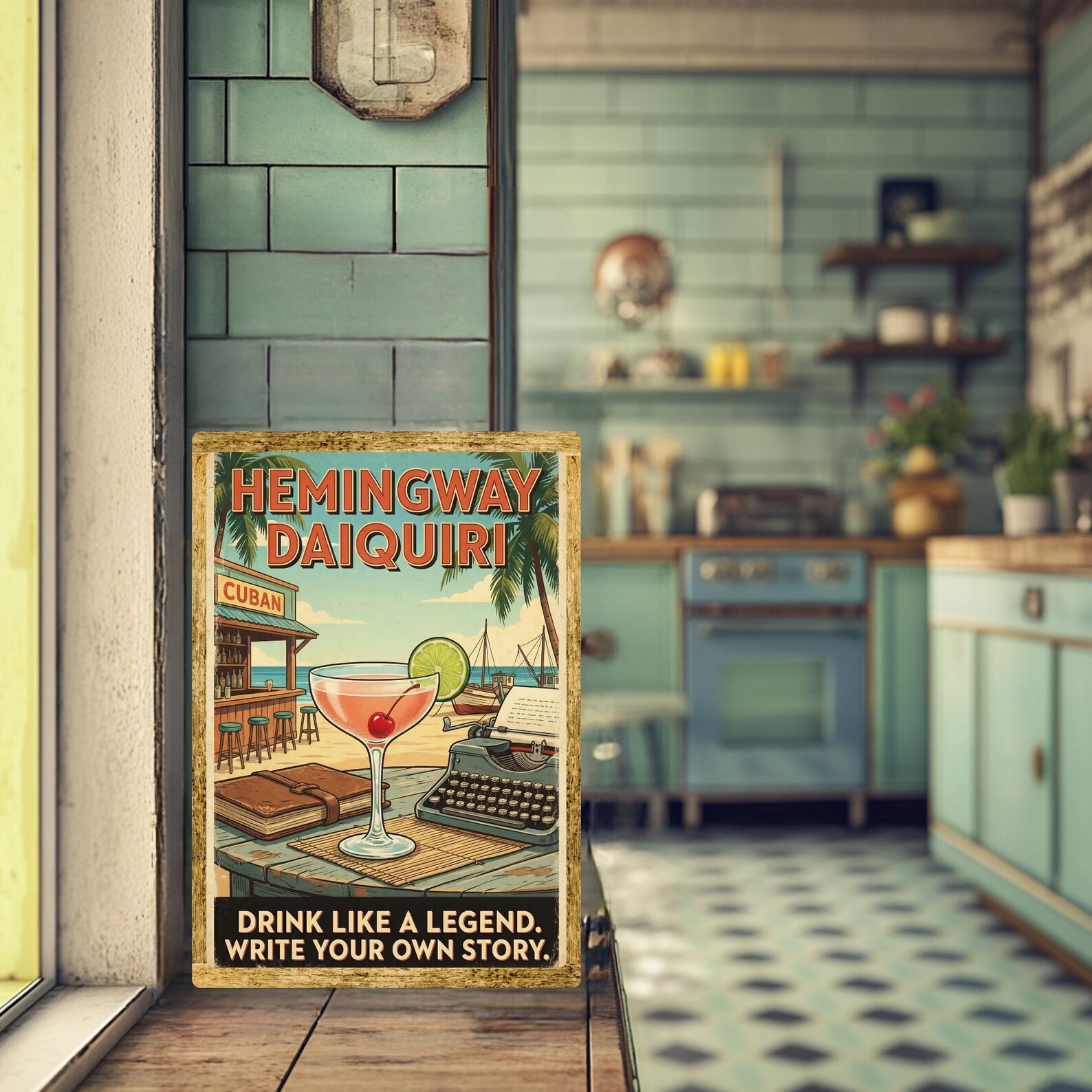 Hemingway Daiquiri Print: Cuban Travel Poster, Vintage Cocktail Bar ...