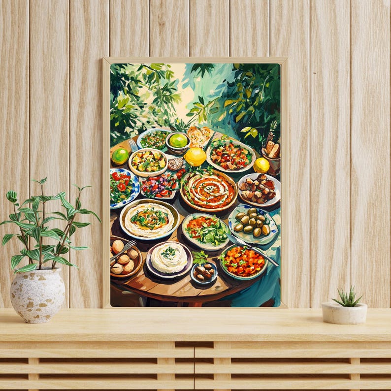 Lebanese Mezze Art Print: Middle Eastern Food, Kitchen Decor - Etsy