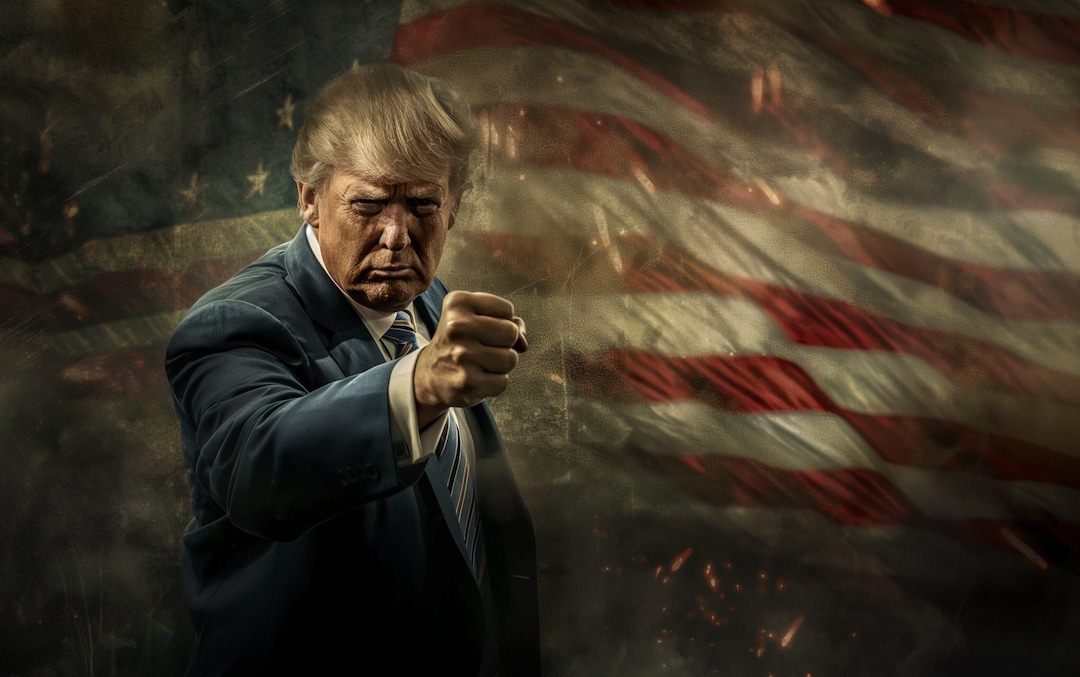 Donald Trump Fighting Portrait: Patriotic US Wall Art Canvas - Etsy