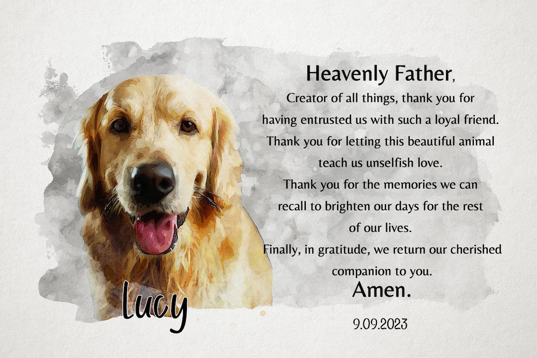 Custom Dog Prayer Card on Canvas, Custom Prayer Card for Pet, Prayer ...