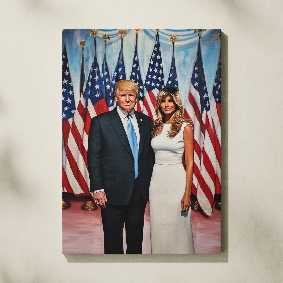 Donald Trump and Melania Trump portrait printed on canvas, 47th ...